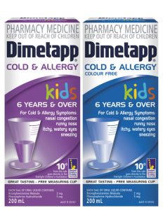 Dimetapp Cold & Allergy and Colour Free Variant 200ml
