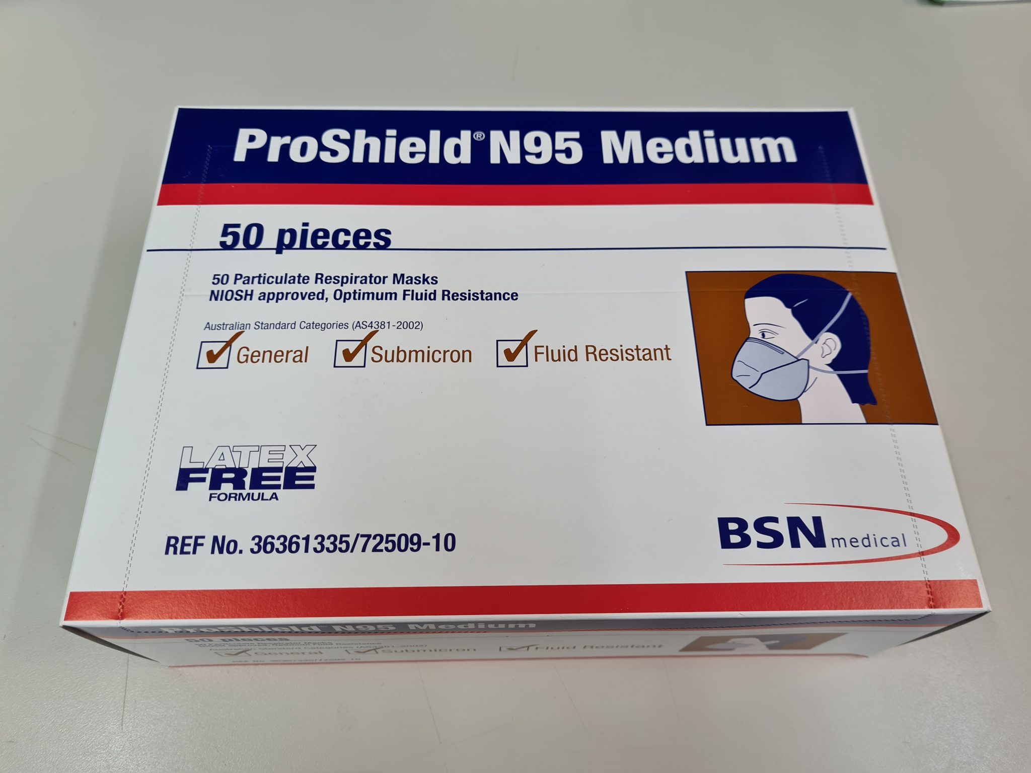 Proshield Mask Respirator N95 P2 Medium 50's